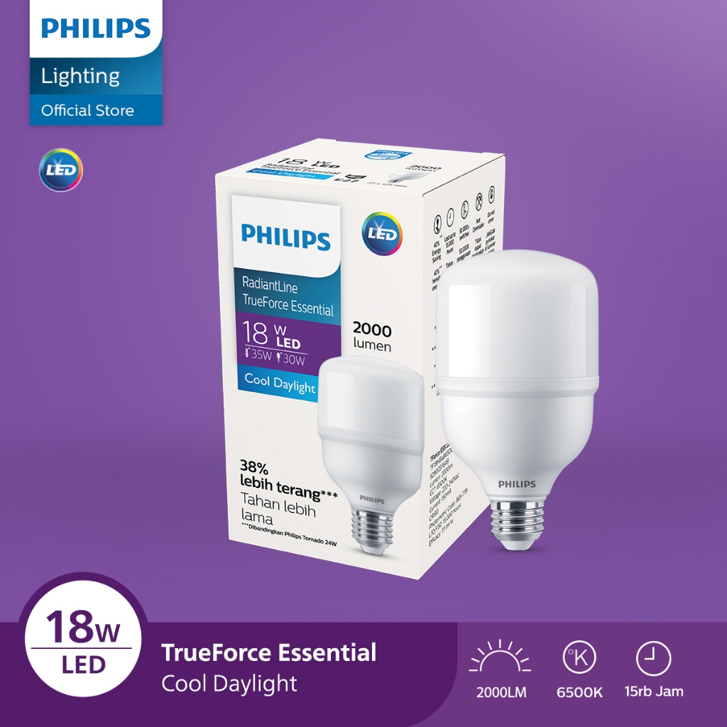 Jual Lampu Philips Radiantline TrueForce Essential 18W E27 6500K Putih ...