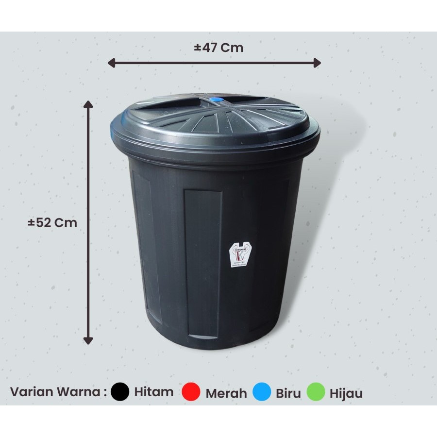 Jual Tong Air / Tempat sampah / Ember Besar Bulat Plastik + Tutup 60 Liter | Shopee Indonesia