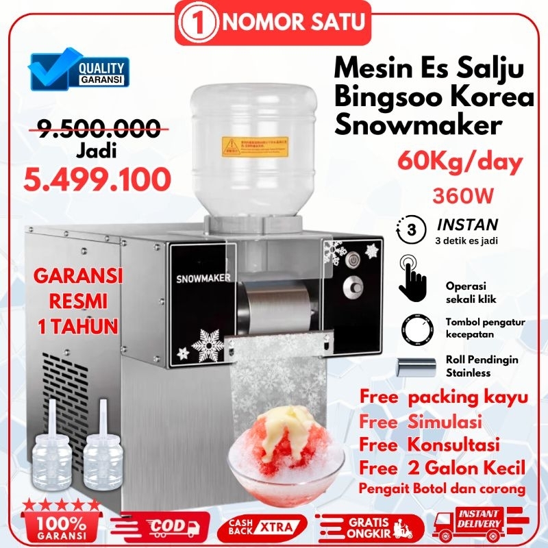Jual Mesin Es Bingsoo 360Watt Snowmaker 60kg/Day Es Salju Bingsu Korea ...