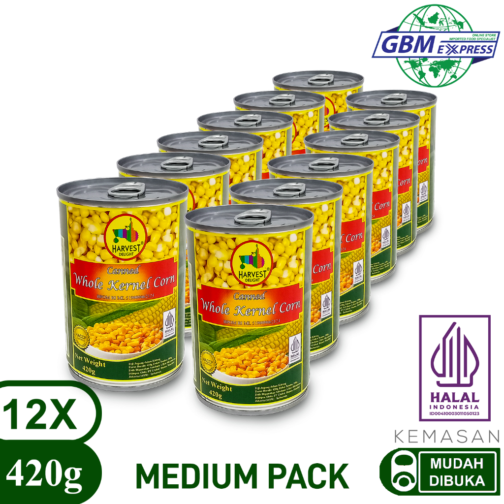 Jual Harvest Delight Medium Pack Canned Whole Kernel Corn 420g - 12Pcs | Shopee Indonesia