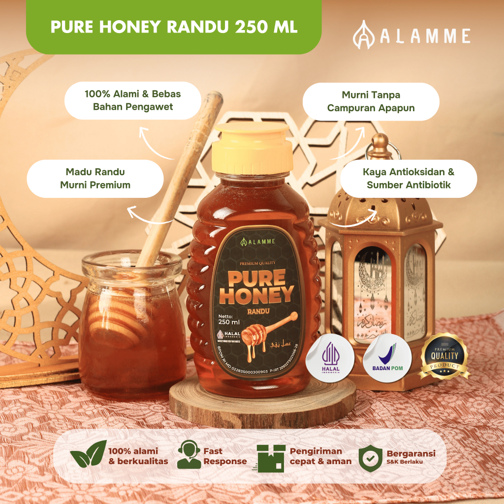 Jual Alamme Pure Raw Honey Madu Randu Murni 100% Original Premium 250ml ...