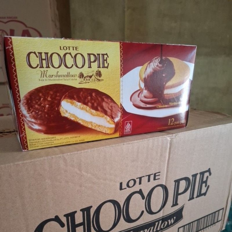 Jual Lotte chocopie isi 12 pack rasa coklat | Shopee Indonesia