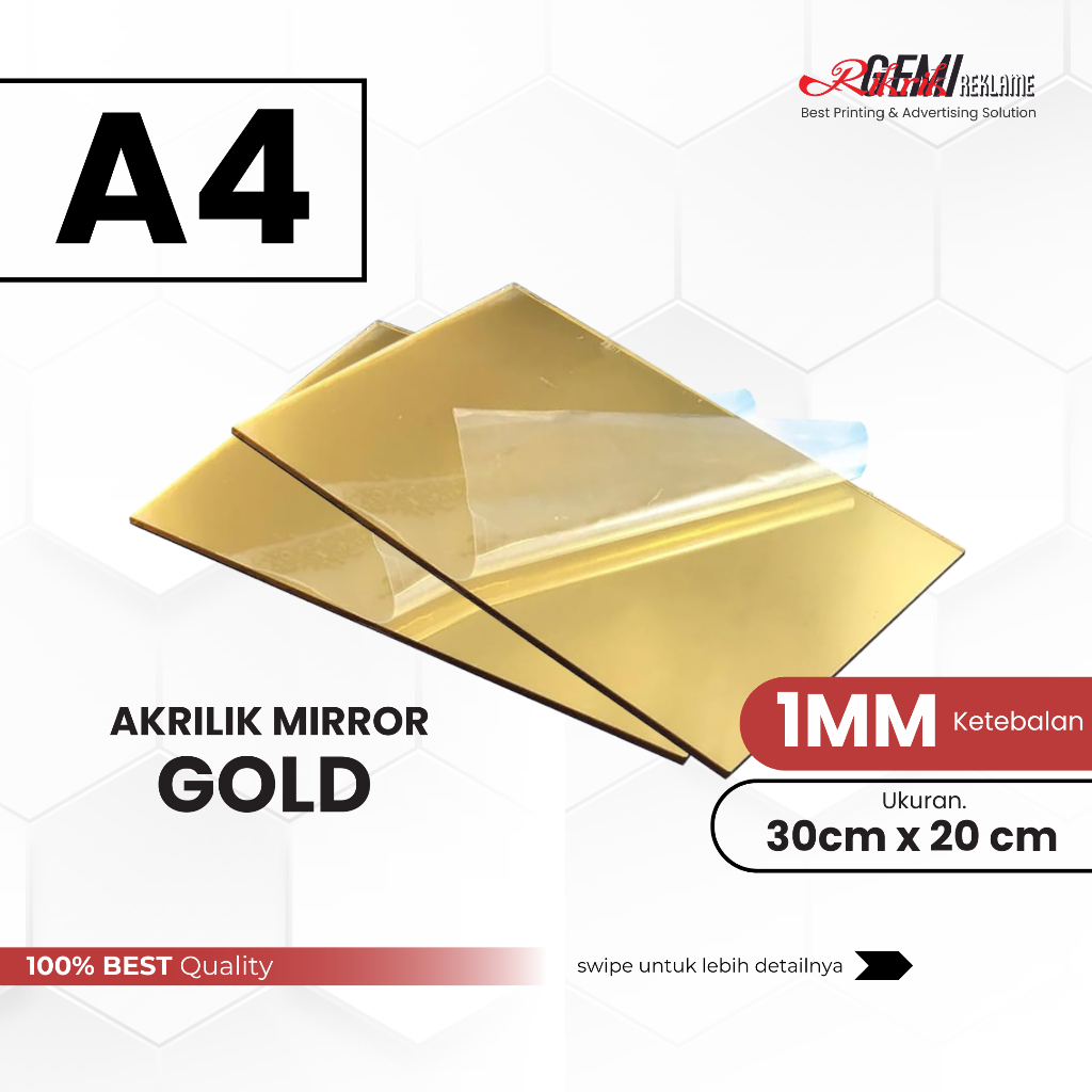 Jual RikrikGemi - Akrilik Lembaran Mirror Gold 1MM A4 30 x 20 cm | Shopee Indonesia