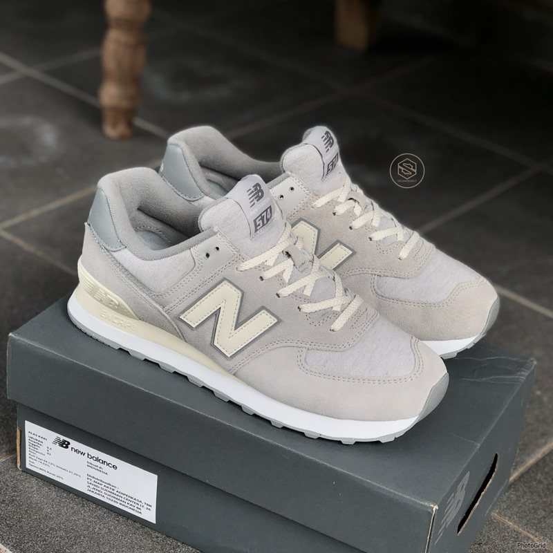 Jual NB CLASSIC 574 SUEDE LEATHER BLACK WHITE GREY ORIGINAL | Shopee ...