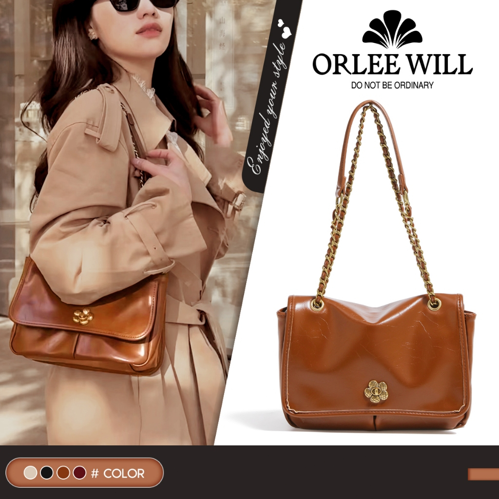 Jual ORLEE WILL Tas rantai wanita Kulit Asli / Tas bahu rantai Kulit ...