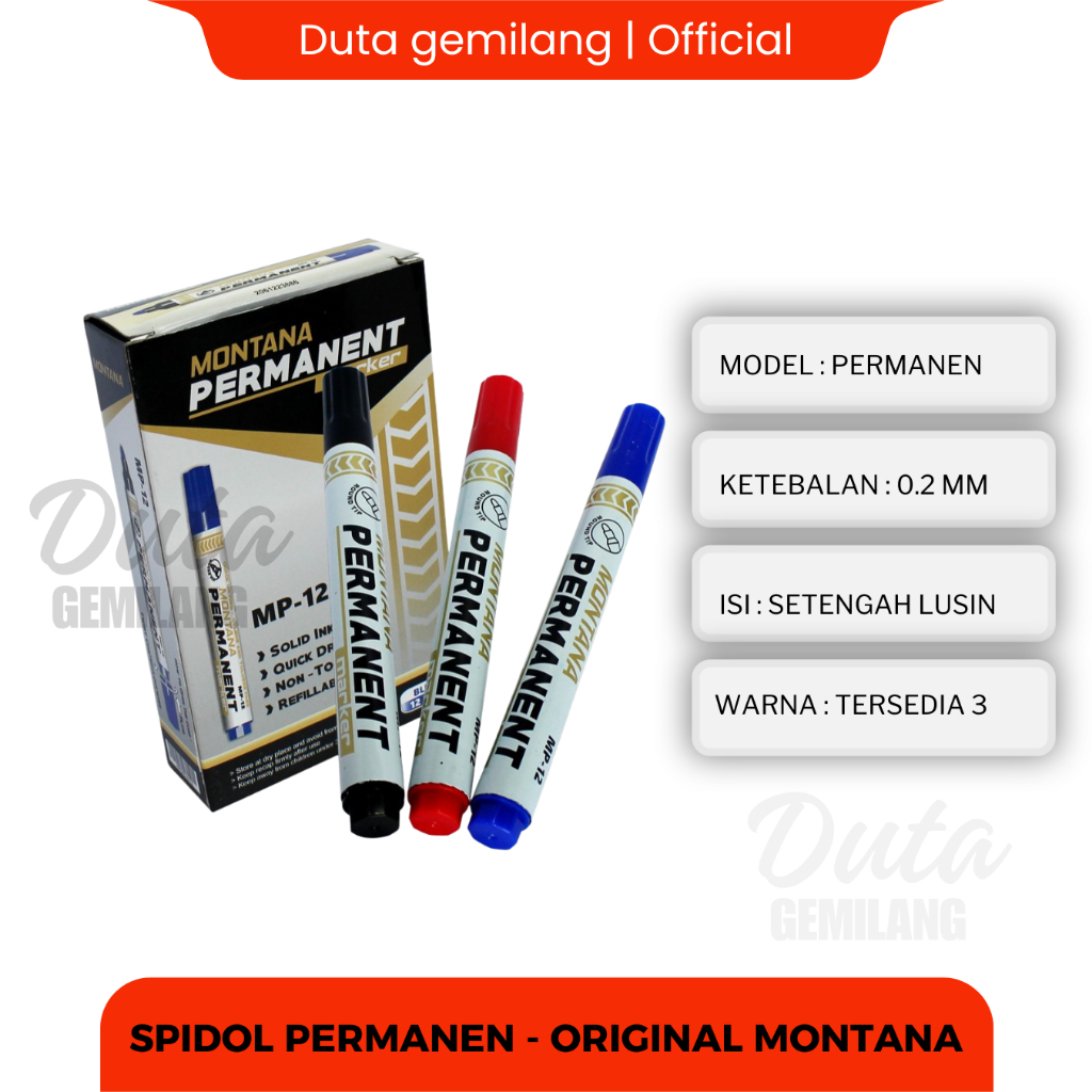 Jual Spidol Marker Montana Mp-12 Ori /Spidol Permanen / Spidol Bisa Isi ...