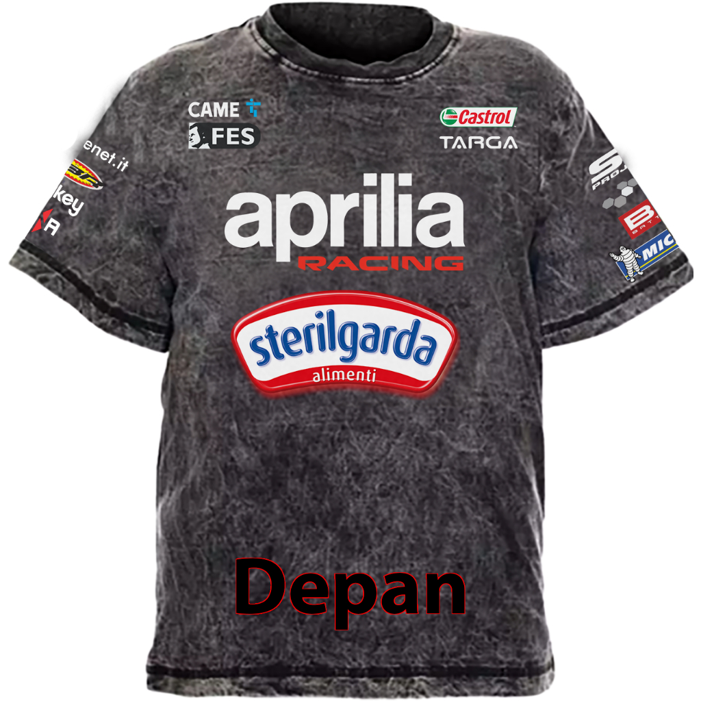 Jual Kaos Acid Washed Team Official sponsor Aprilia Racing Edisi MotoGP ...