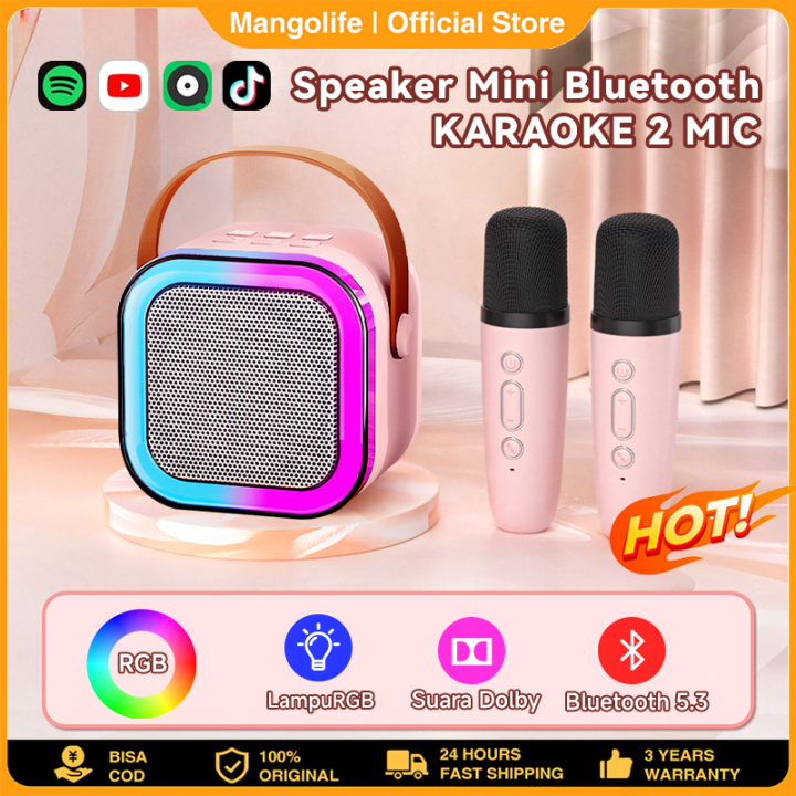 Jual Speaker Bluetooth Karaoke Wireless Microphone 2pcs/Set High End Karaoke Speaker RGB Light ...