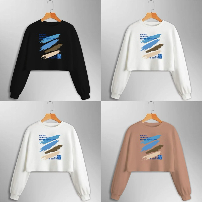 Jual SM COLLECTIONN SWEATER CROP COLOURFULL WANITA | Shopee Indonesia