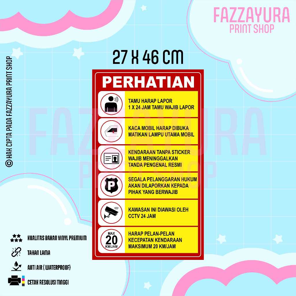 Jual STICKER ATURAN TAMU MASUK KOMPLEK 27 X 46 CM | Shopee Indonesia