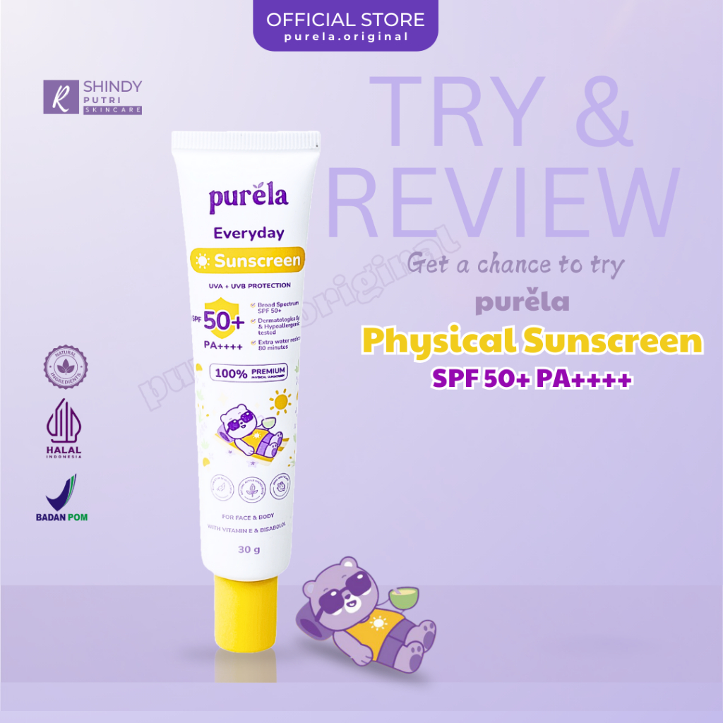 Jual Purela Physical Sunscreen SPF 50+ PA ++++ 30g Water Resistant ...
