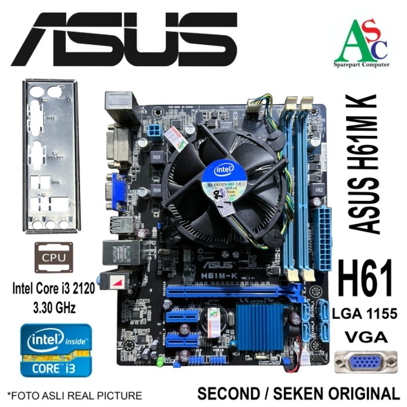 Jual Paket Mobo Asus H61 Core i3 Fan Intel Backpanel | Shopee Indonesia