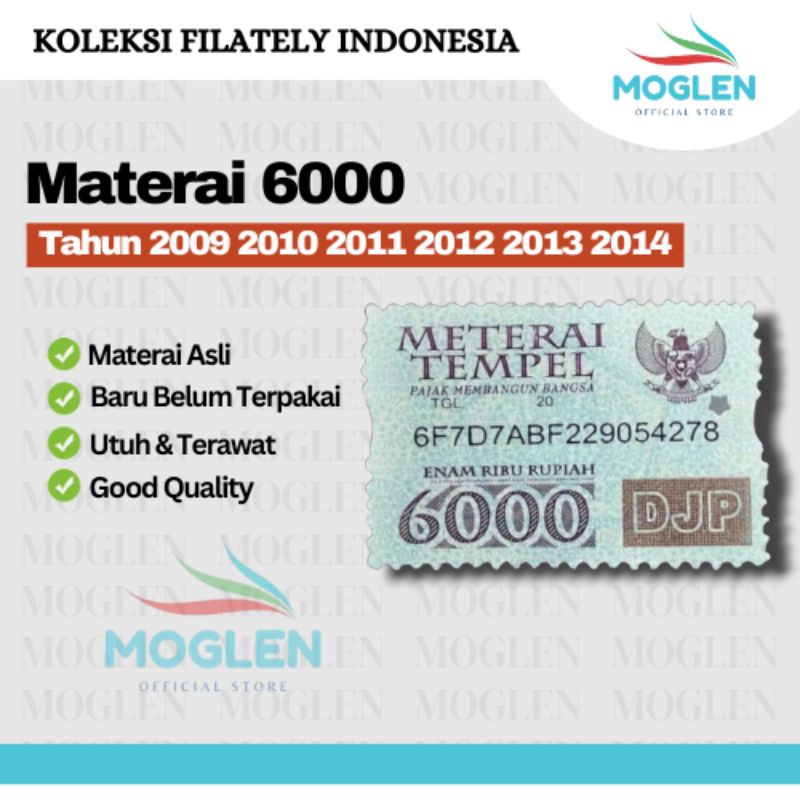 Jual Materai 6000 Tahun 2009 2010 2011 2012 2013 2014 2015 Perangko ...