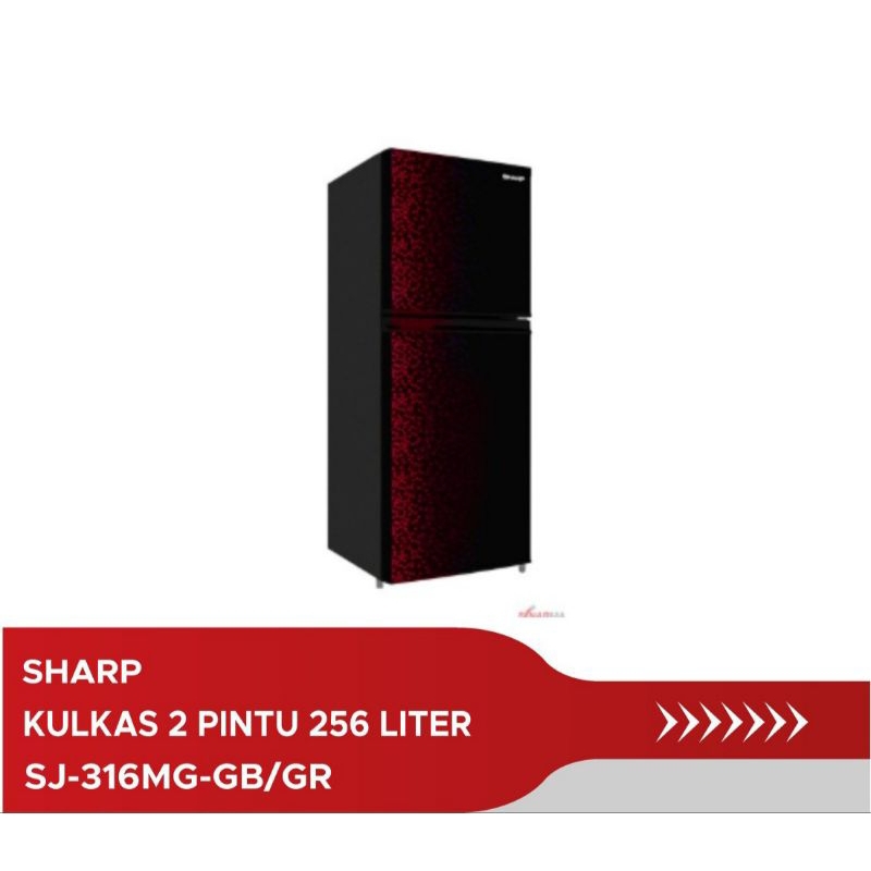Jual Sharp Refrigerator SJ-316MG-GB/GR Kulkas 2 Pintu Shine Glass Door ...