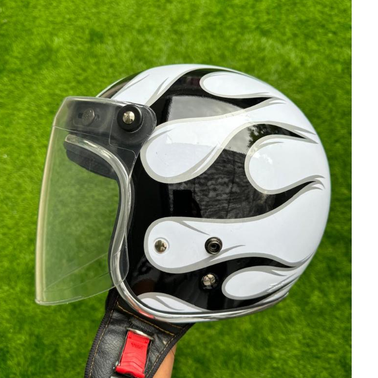 Jual Helm Bogo Motif Api Vintage List Chrome | Shopee Indonesia
