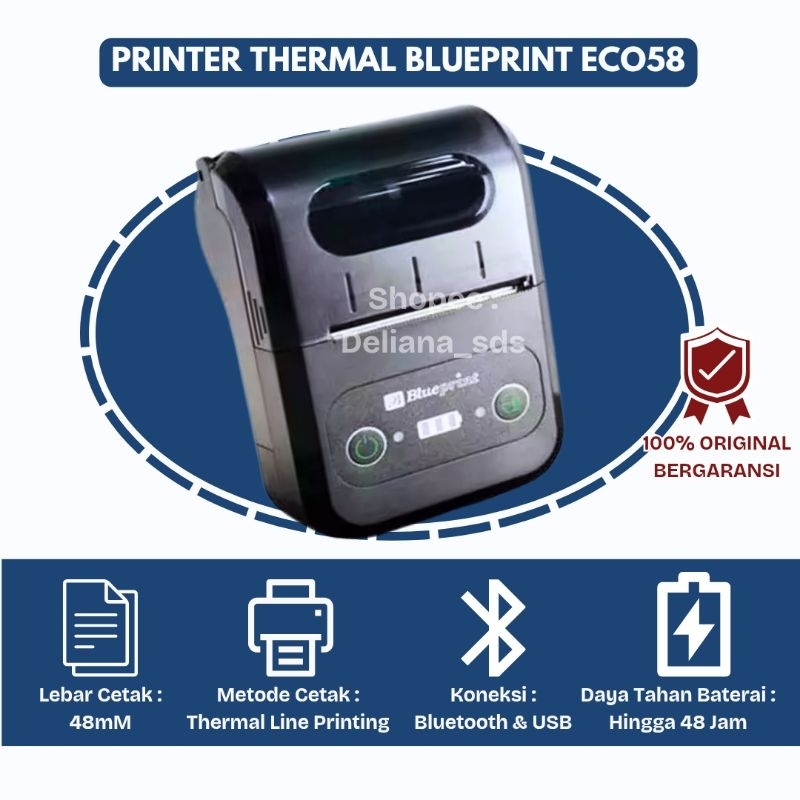 Jual Printer Thermal Blueprint Eco 58 Garansi Resmi 1 Tahun Printer ...