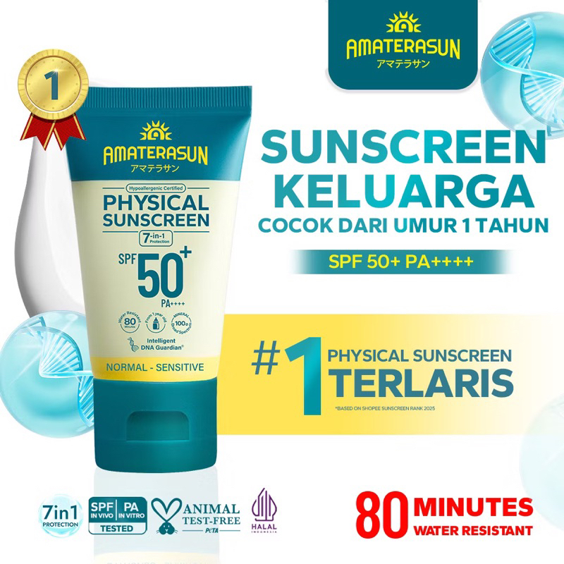 Jual Amaterasun [Real SPF Certified] Physical Sunscreen SPF 50+ PA ...