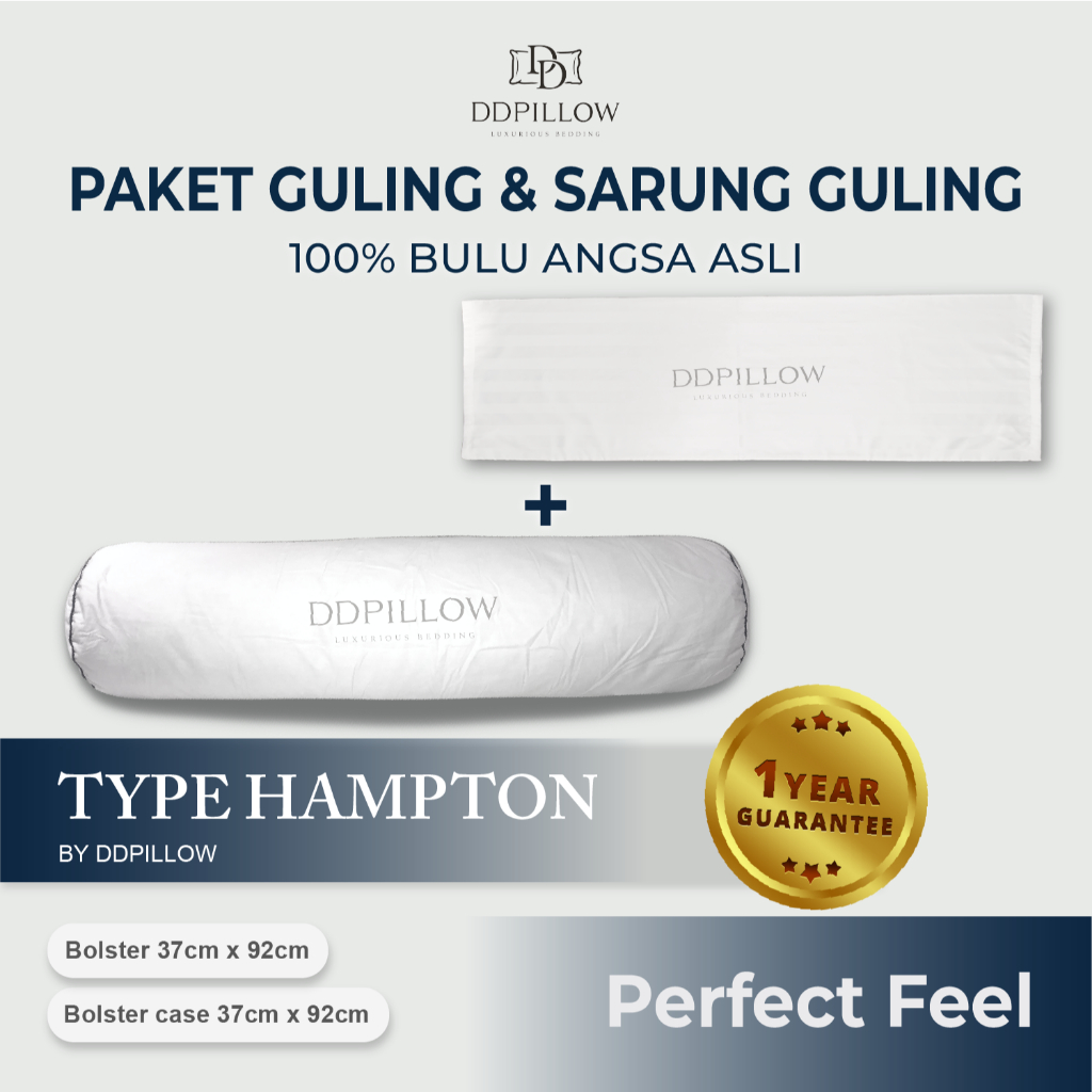 Jual DDPillow Set Guling / Bolster Hotel Bulu Angsa Asli Type Hampton + Sarung Guling (Perfect ...