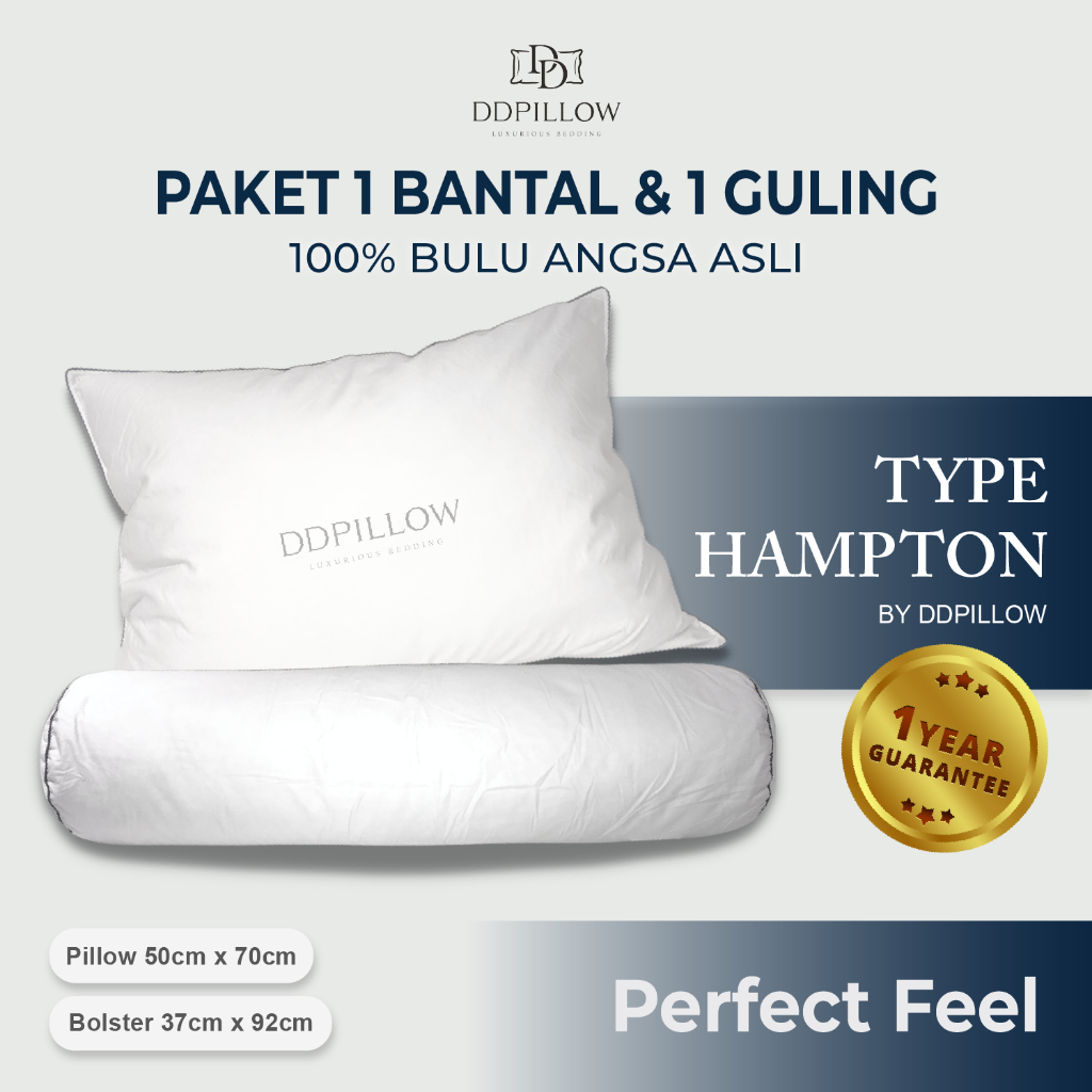 Jual DDPillow Set 1 Bantal Guling Bulu Angsa Asli Type Hampton (Perfect Feel) / Bantal Hotel ...