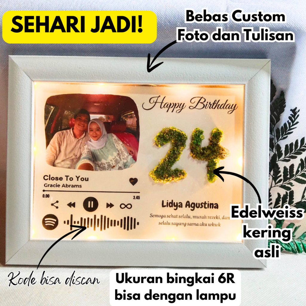 Jual FRAME LANDSCAPE EDELWEISS PHOTO MUSIC SPOTIFY bingkai 6R custom ...