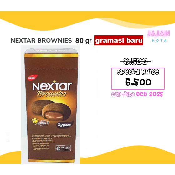 Jual Nextar Brownies Cookies Kotak 80 gram (8 x 10 gram) | Shopee Indonesia