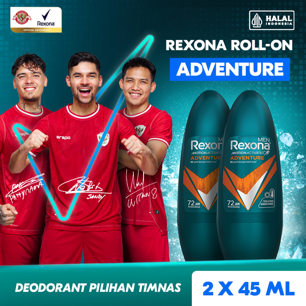 Jual Rexona Men Anti Perspirant Deodorant Roll On Adventure 45ml Twin Pack | Shopee Indonesia