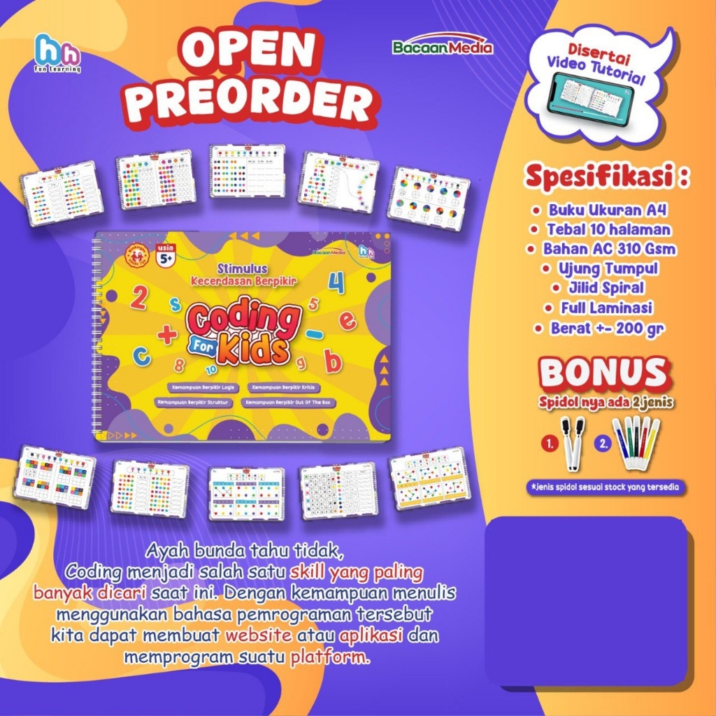 Jual Logika Coding For Kids buku latihan matematika berhitung basic ...