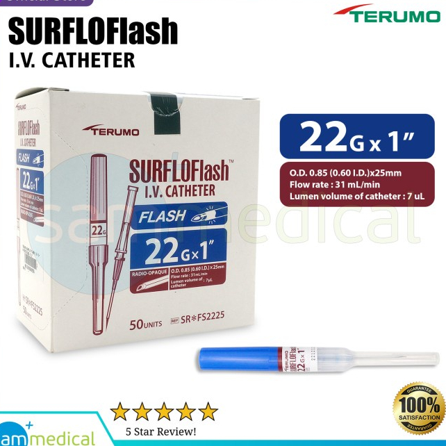 Jual Terumo Surflo Flash IV Catheter - 22G x 1 inch ( BIRU ) / Jarum ...