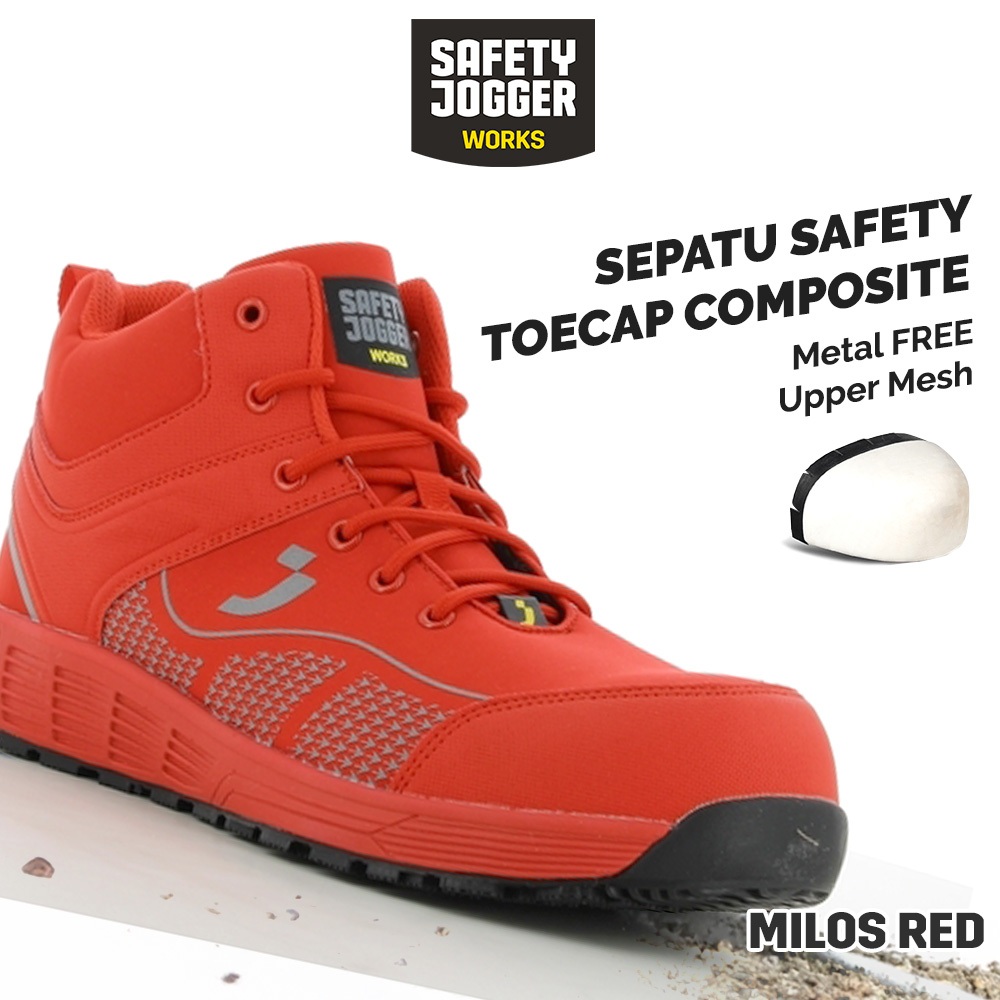 Jual Safety Jogger Works Milos Red Sepatu Safety Jogger Mid Cut Metal ...