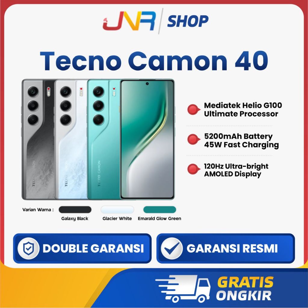 Jual Tecno Camon 40 8/256GB [+8GB Extended RAM] 50MP Sony + 8MP Ultra ...