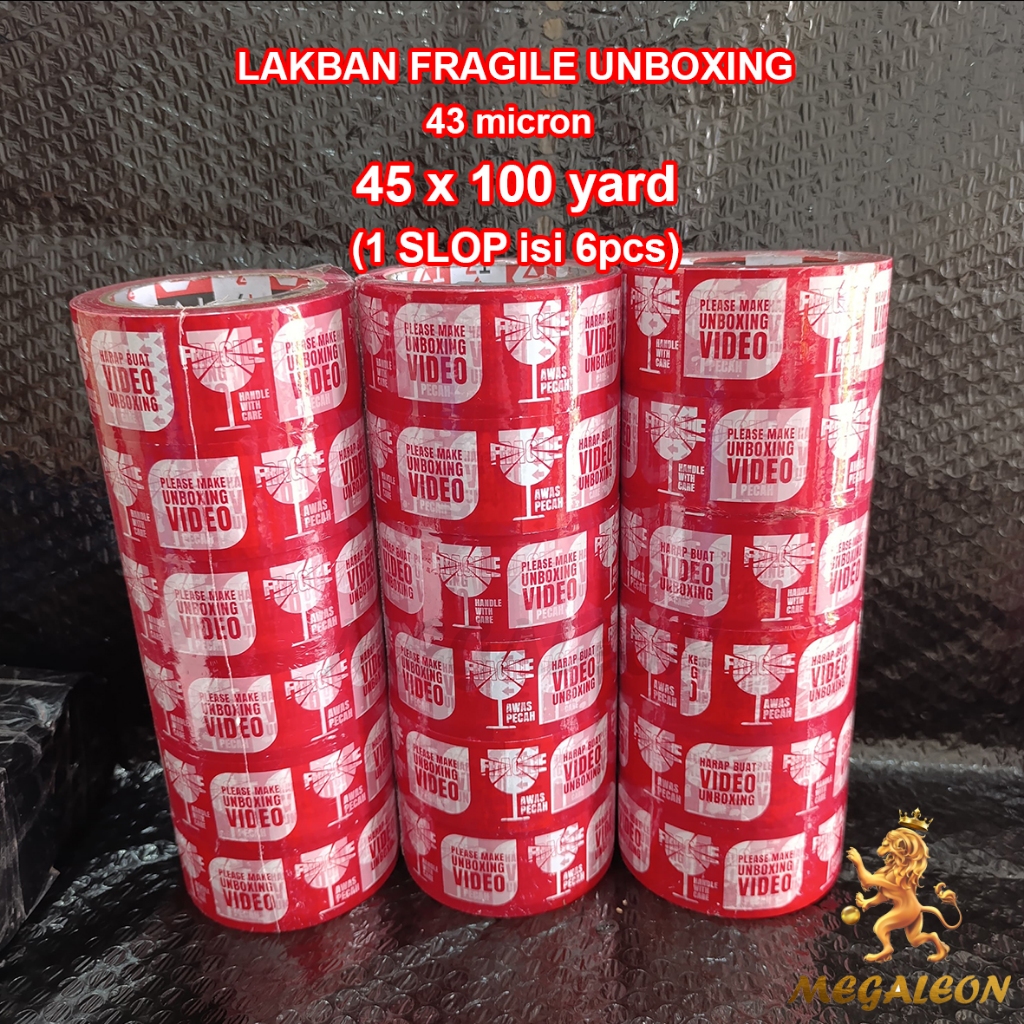 Jual VIRAL !!! Lakban FRAGILE UNBOXING 45mm x 100 yard 43 MICRON (SLOP ...