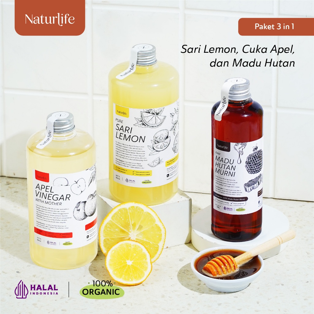 Jual PAKET 3 IN 1 SARI LEMON CUKA APEL & MADU MULTIFLORA / HUTAN ...