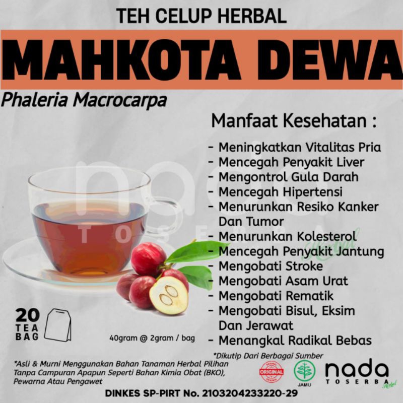 Jual Teh Celup Herbal MAHKOTA DEWA Isi 20 Tea Bag | Liver, Kanker ...
