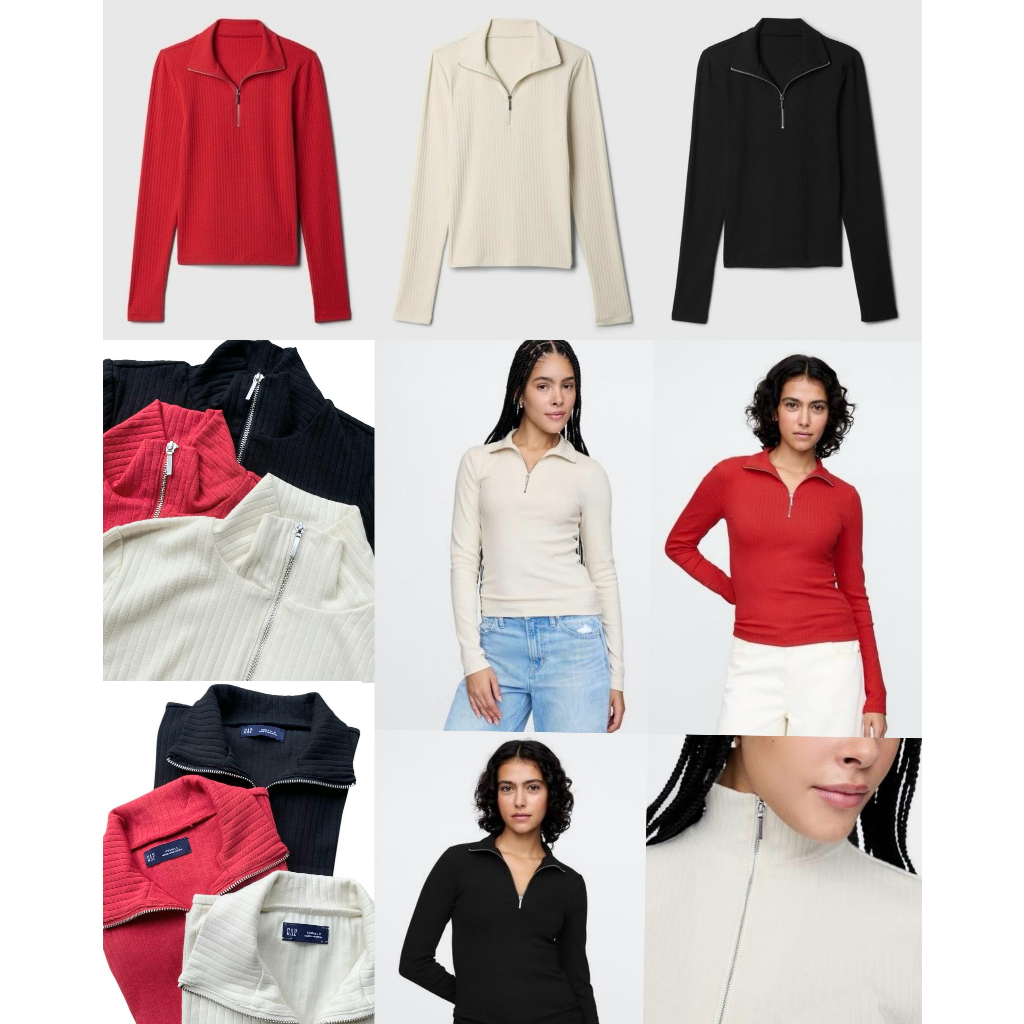 Jual GP Modern Rib Half Zip Pullover - 7768 | Shopee Indonesia