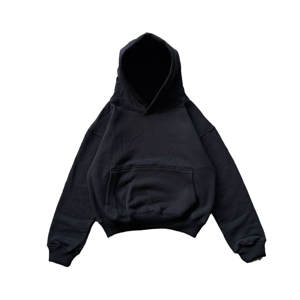 Jual Jett Black Hoodie Boxy 330GSM Heavyweight Basic Oversized Cotton ...