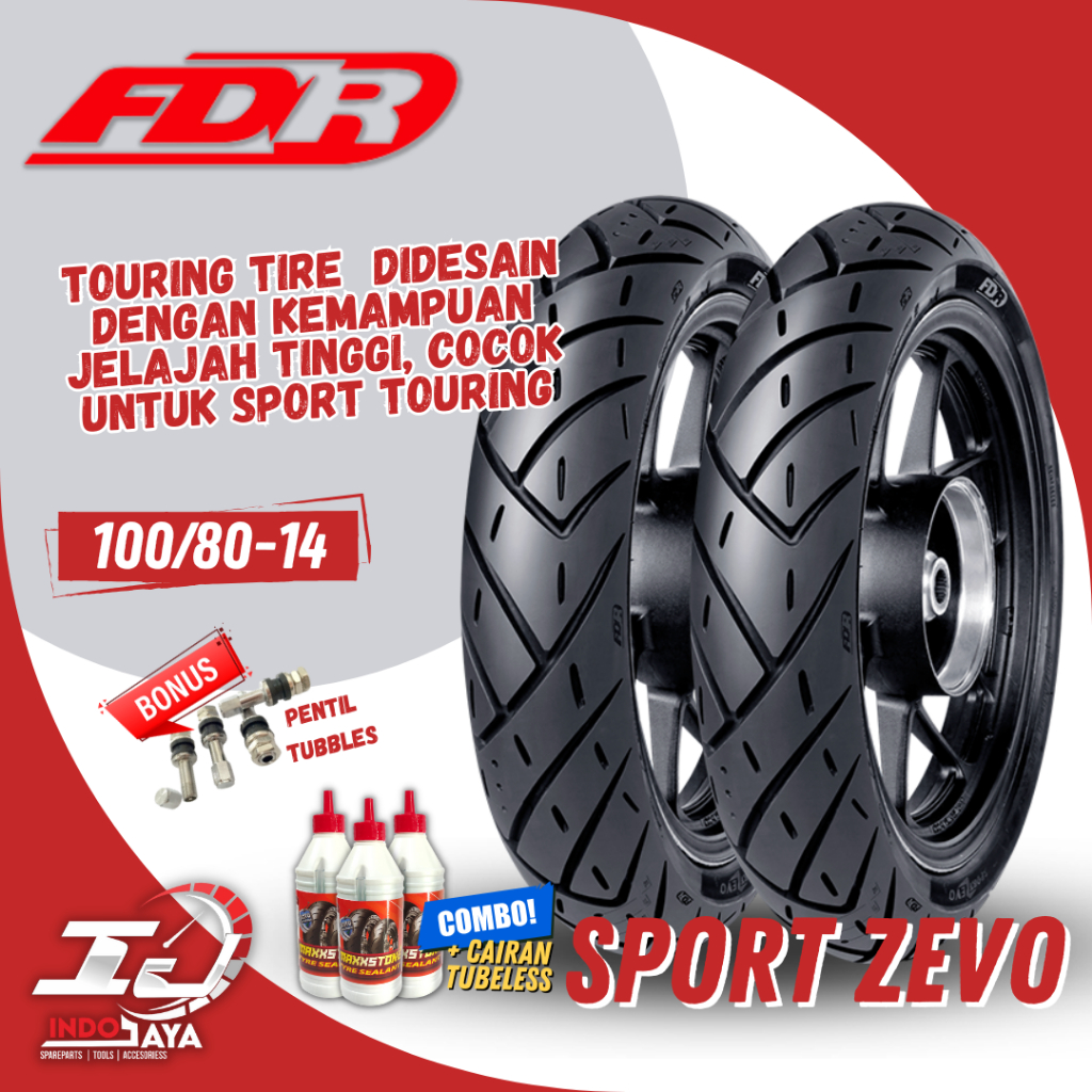Jual [READY COD] BAN FDR TUBELESS SPORT ZEVO ( 100/80-14 - 100-80-14 ...