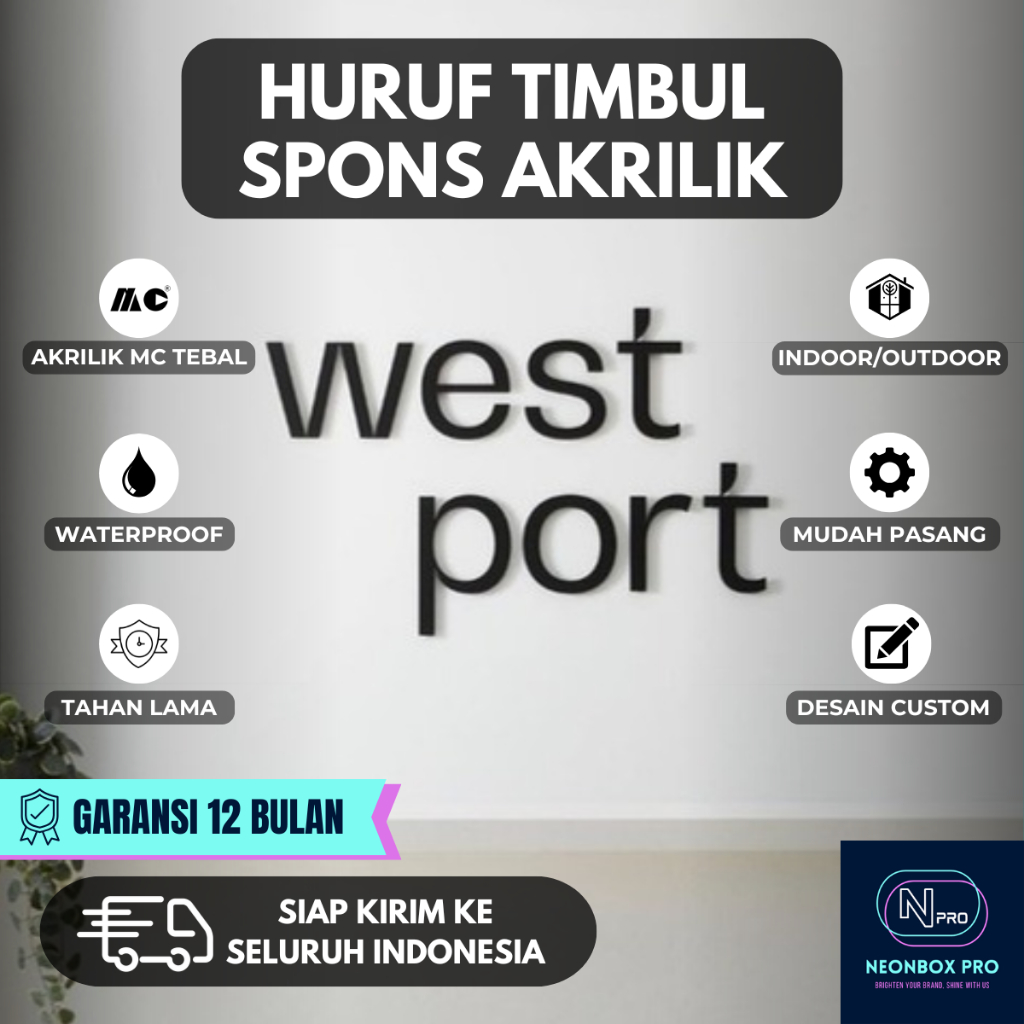 Jual HURUF TIMBUL AKRILIK SPONS CUSTOM Waterproof Bisa Indoor/Outdoor ...