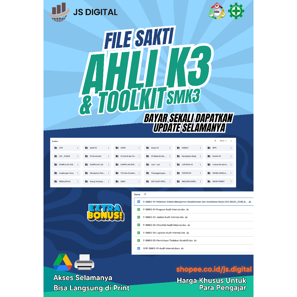 Jual FILE LENGKAP AHLI K3 BONUS TOOLKIT AUDIT INTERNAL SMK3 | Shopee ...
