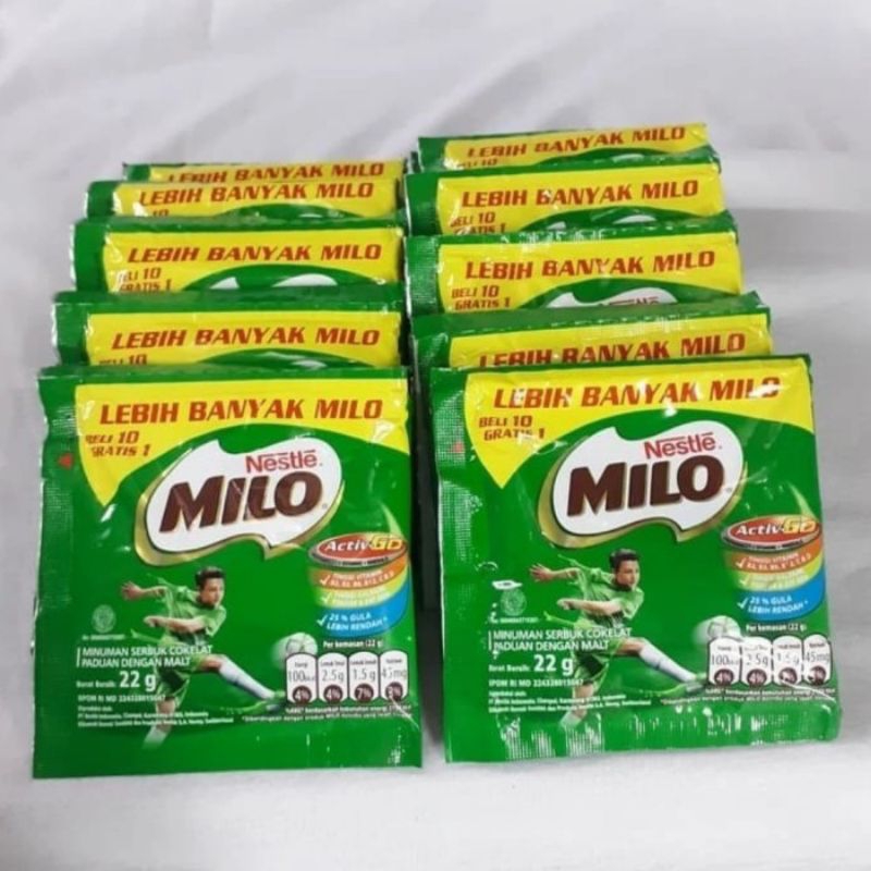 Jual Susu Milo Sachet activ go 1 Renceng isi 10 sachet gratis 1 sachet ...