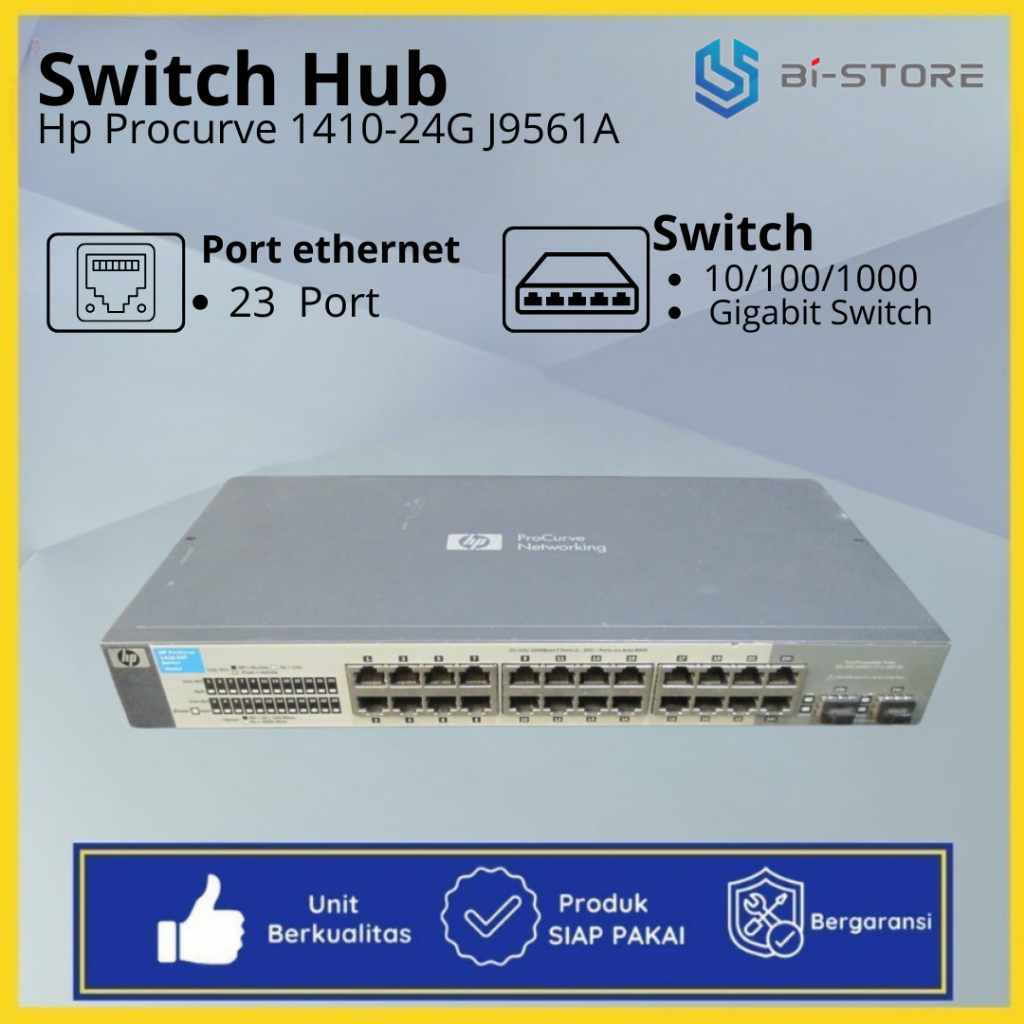 Jual Switch Gigabit 24 Port Hp Procurve 1410-24G J9561A Minus 1 Port ...