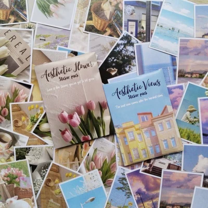 Jual 25pcs Aesthetic Sticker Pack / Aesthetic sticker / Flower ...
