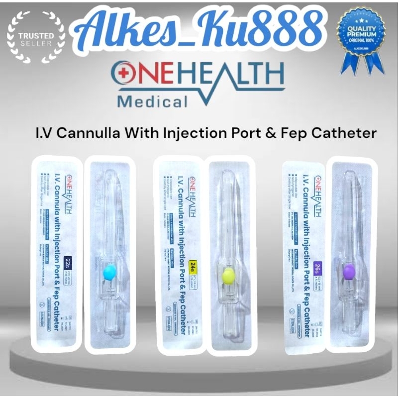Jual ONEHEALTH I.V CANNULA WITH INJECTION PORT & FEP CATHETER PERPCS ...