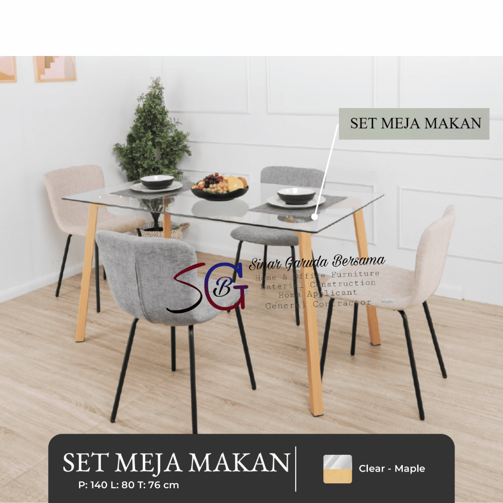 Jual MEJA MAKAN 4 KURSI MINIMALIS / NATURAL DINNING SET 6 PERSON / MEJA MAKAN ESTETIK TOP TABLE ...