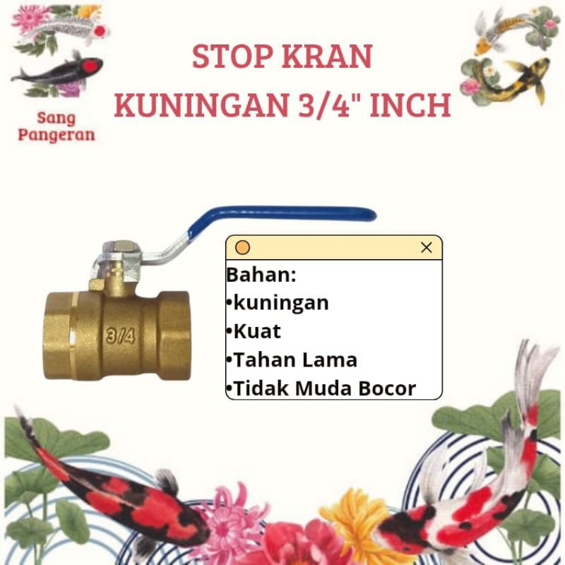 Jual Stop Kran Besi Kuningan/ Ballvalve Kuningan gagang Plat MDN 3/4" | Shopee Indonesia