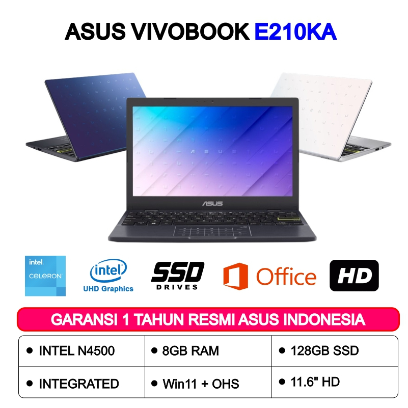 Jual ASUS VIVOBOOK GO 12 E210KA-FHD415M INTEL N4500 RAM 8GB 128GB eMMC ...