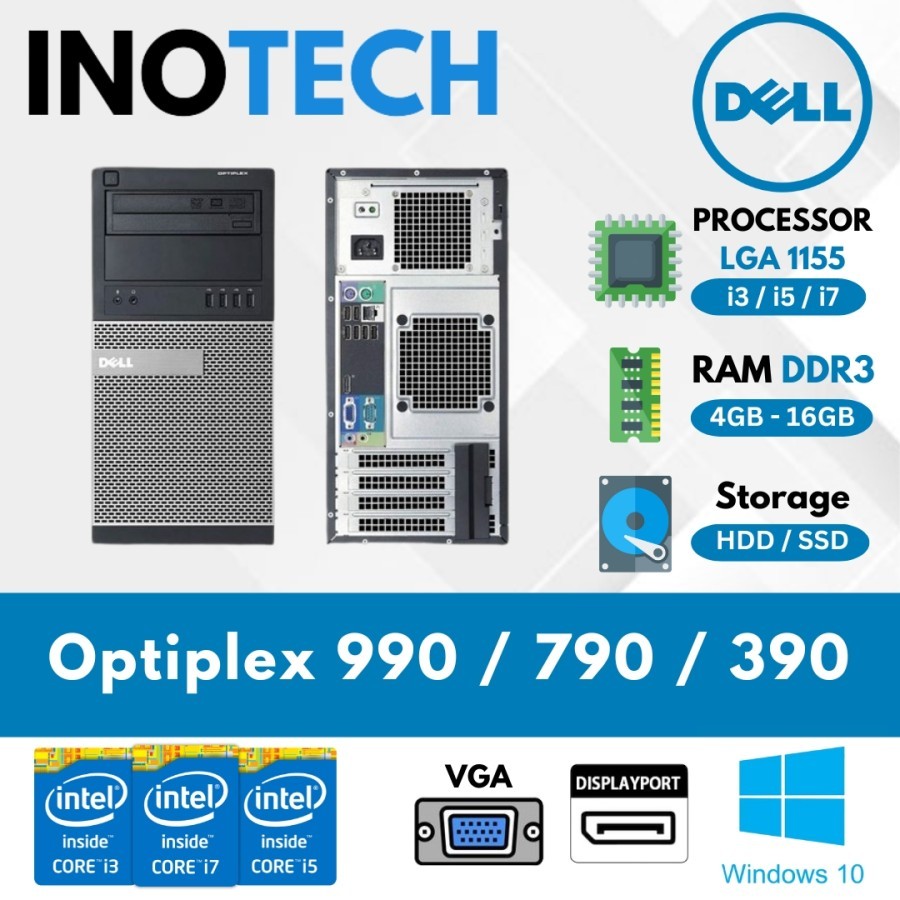 Jual Dell Optiplex 990 / 790 / 390 MT Core i3 Gen 2 CPU Mini Tower 1155 ...