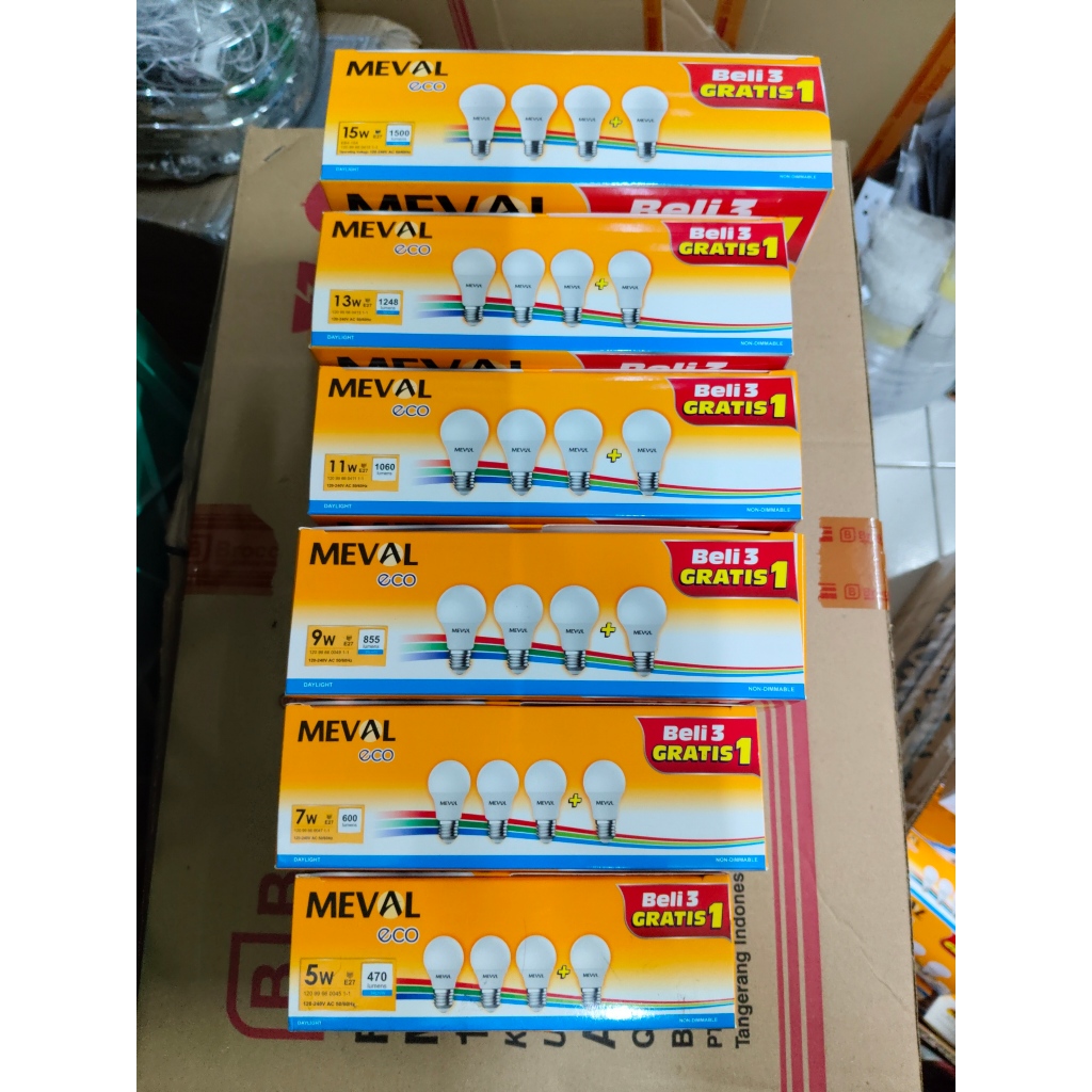 Jual MEVAL ECO LAMPU BOHLAM LED PAKET HEMAT ISI 4 PCS | Shopee Indonesia