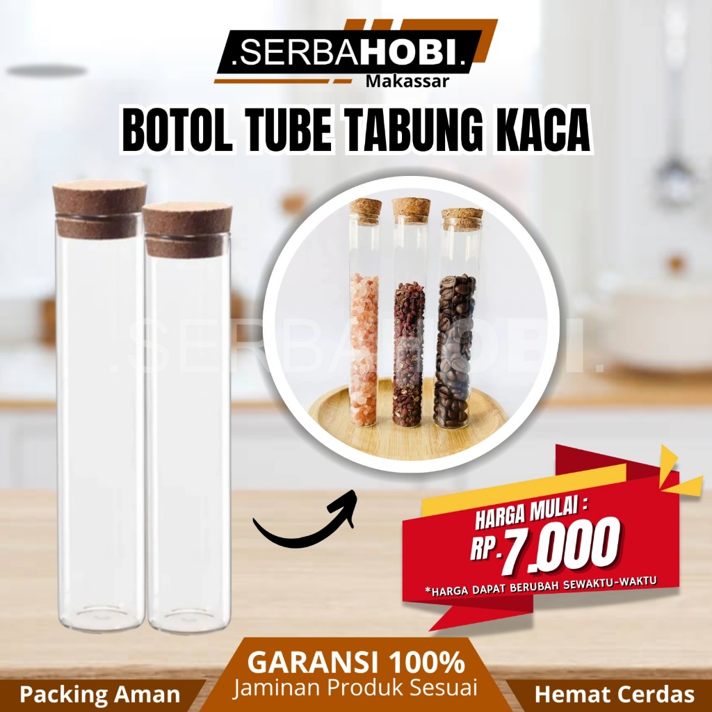 Jual Botol Tube Tabung Kaca Dengan Tutup Kayu Untuk Biji Kopi / Daun ...