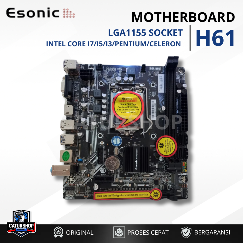 Jual Motherboard Esonic H61DA Intel LGA1155 H61 NVME DDR3 HDMI USB 3.0 ...