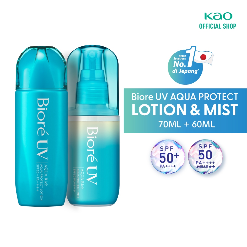 Jual Biore UV Sunscreen Aqua Protect Mist 60ml + Biore UV Sunscreen ...